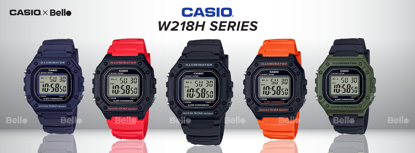 Đồng hồ Casio điện tử mặt vuông W-218 phong cách thể thao chính hãng ...