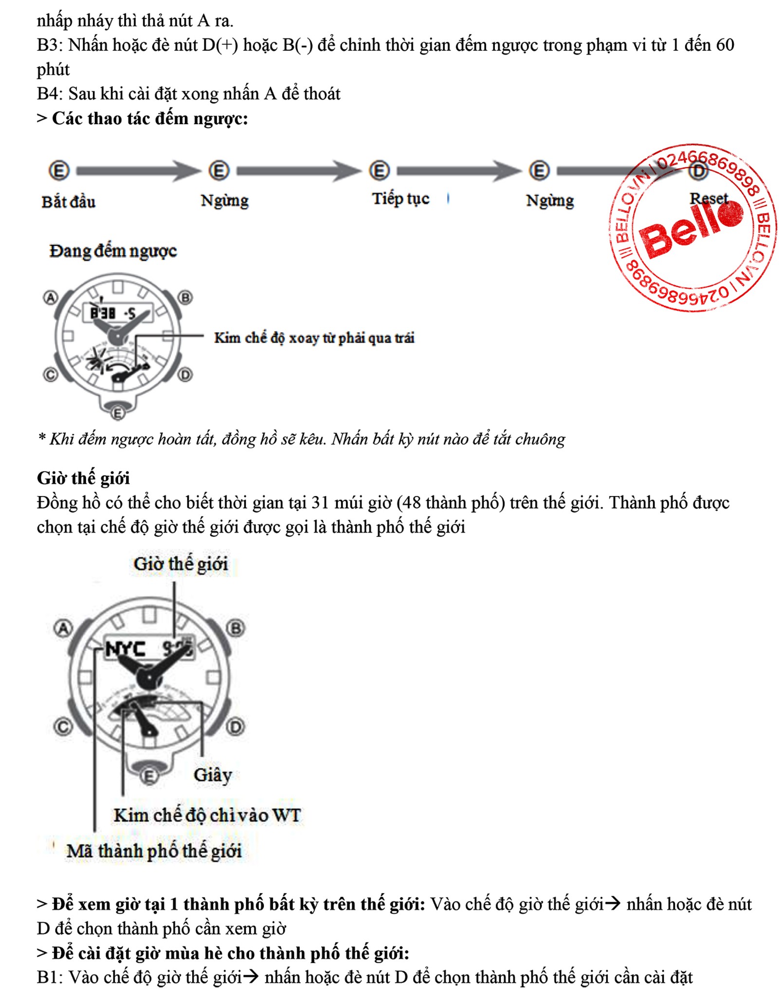 Hướng dẫn sử dụng đồng hồ Casio G-Shock GA-500 - Module 5478 – Bello HN ...