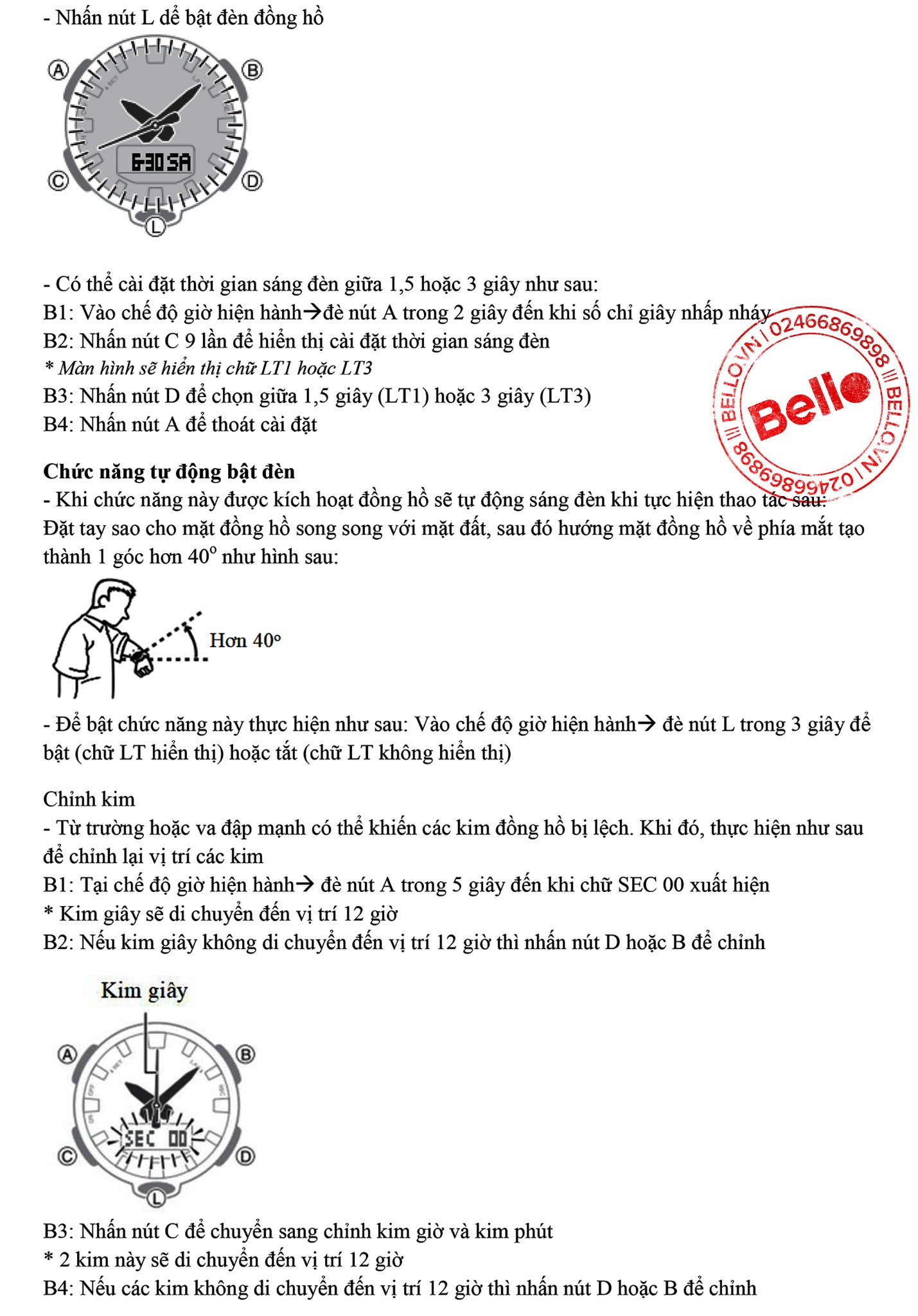 Hướng dẫn sử dụng đồng hồ Casio G-Shock GA-800 - Module 5535 – Bello HN ...