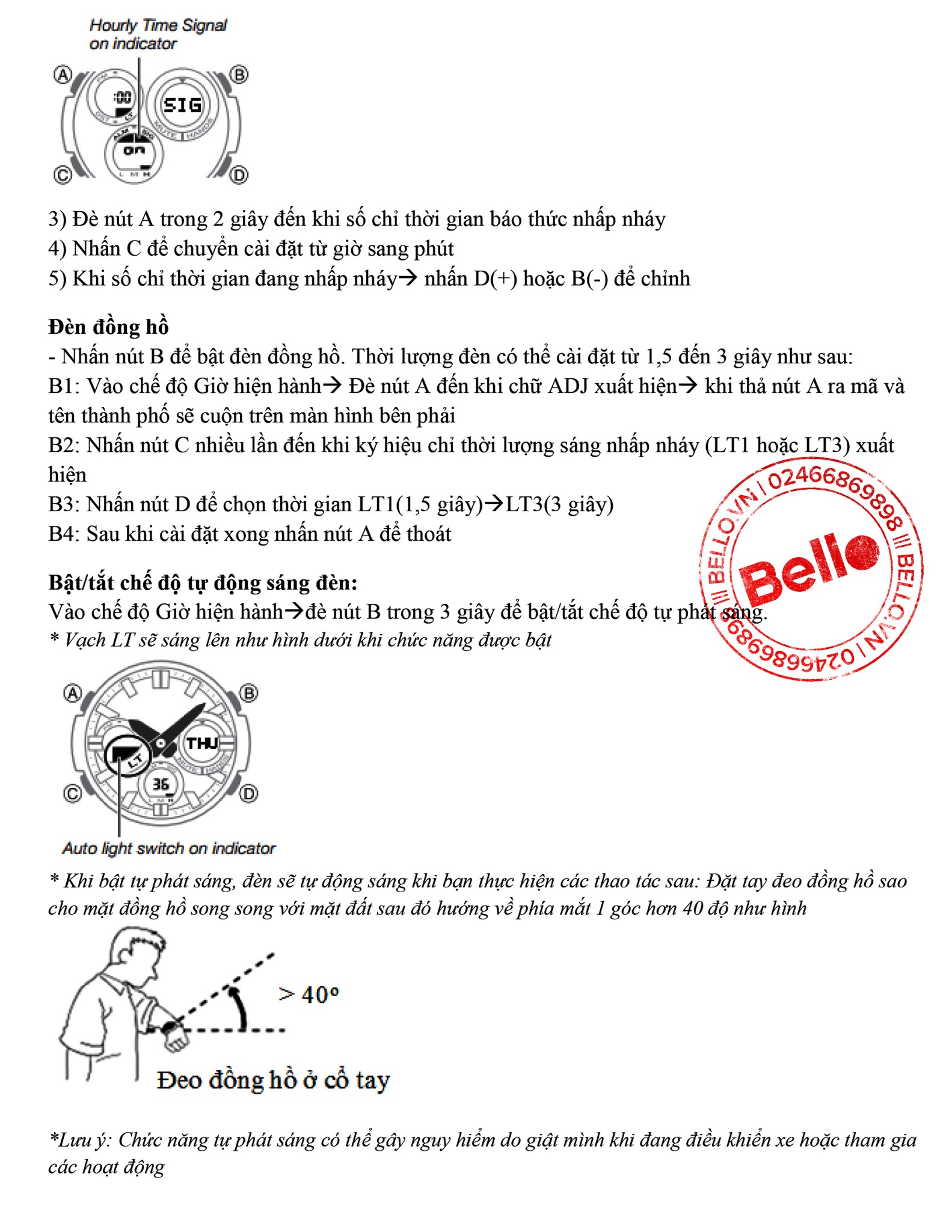 Hướng dẫn sử dụng đồng hồ Casio G-Shock GAS-100 - Module 5445 - 5525 ...