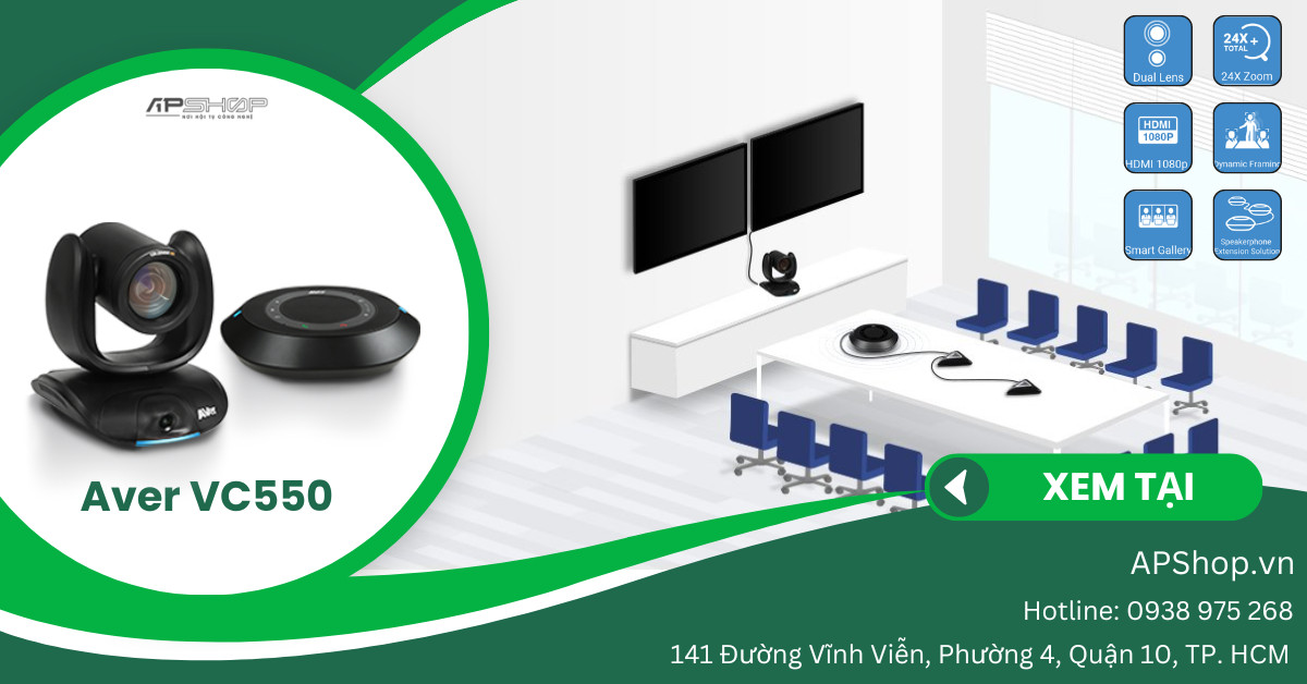 AVER VC550 - GIẢI PHÁP HỘI NGHỊ HIỆN ĐẠI CHO PHÒNG HỌP VỪA VÀ LỚN – APSHOP.VN