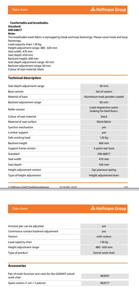 GHẾ LÀM VIỆC XOAY, CÓ BÁNH LĂN, FABRIC CUSHION, DÁNG THẤP 965040 piqi1 ...