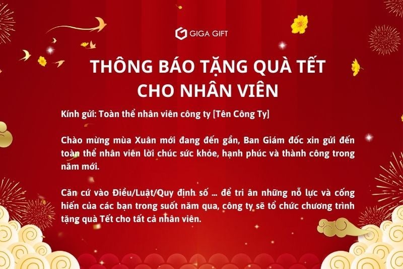 Mẫu Thông Báo Tặng Quà Tết Cho Nhân Viên [Bản Cập Nhật Mới Nhất] – Giga ...