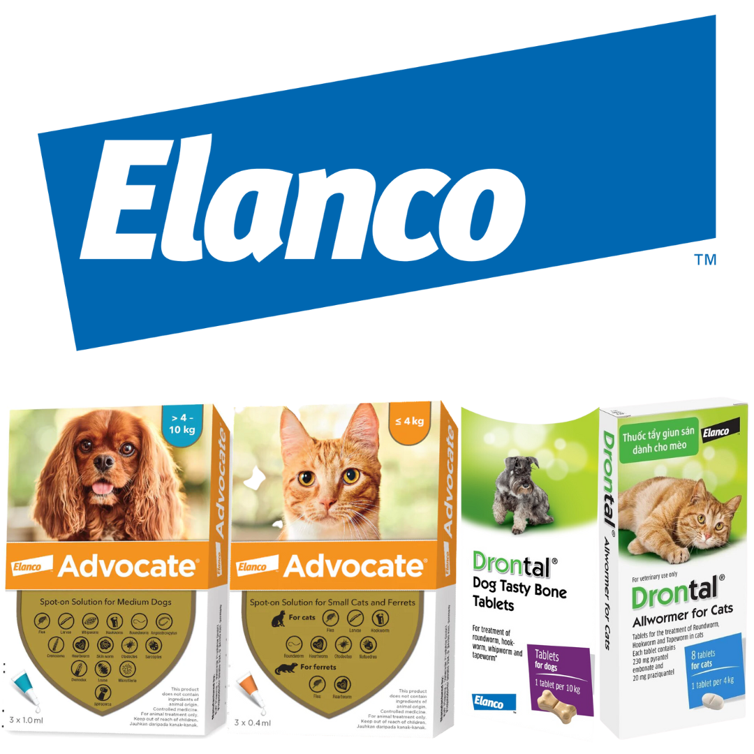 Elanco (Mỹ): nhỏ gáy Advocate, xổ giun Drontal...cho chó mèo – Pet Things