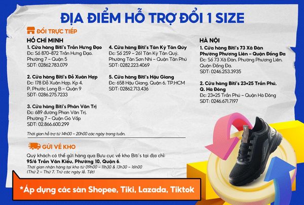 Chính sách đổi size – Biti's