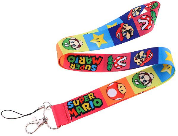 Dây đeo thẻ kèm bảng tên Super Mario vải lụa – nShop - Game & Hobby