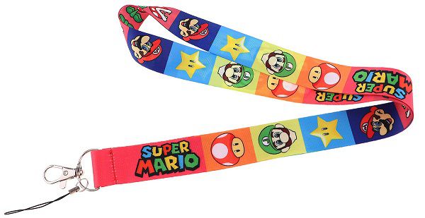 Dây đeo thẻ kèm bảng tên Super Mario vải lụa – nShop - Game & Hobby