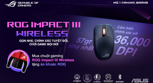 ROG IMPACT III WIRELESS – GỌN NHẸ, CHÍNH XÁC TUYỆT ĐỐI