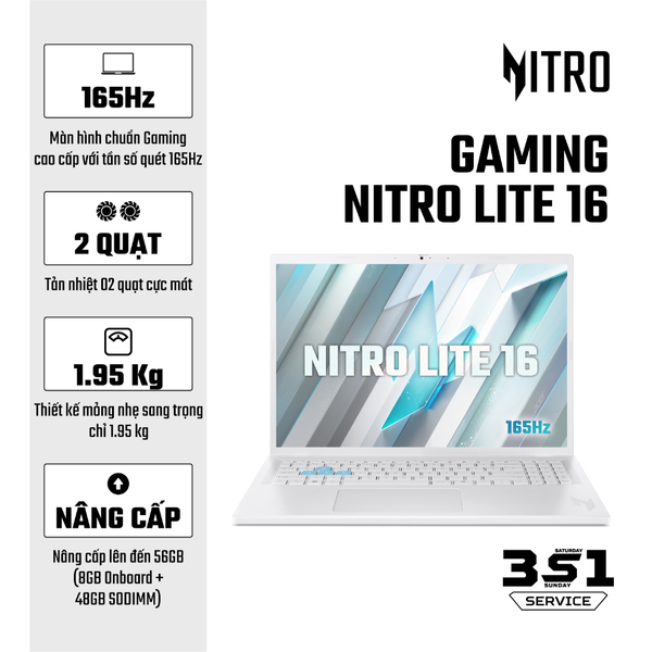 Acer Nitro Lite 16 – Laptop Gaming Mỏng Nhẹ Chuẩn Esport Mới Nhất 2025
