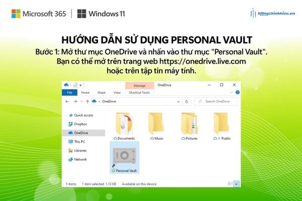 HƯỚNG DẪN SỬ DỤNG “PERSONAL VAULT” CỦA ONEDRIVE ĐỂ LƯU DỮ LIỆU NHẠY CẢ