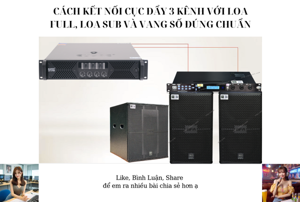 CÁCH KẾT NỐI CỤC ĐẨY 3 KÊNH VỚI LOA FULL, LOA SUB VÀ VANG SỐ ĐÚNG CHUẨ ...
