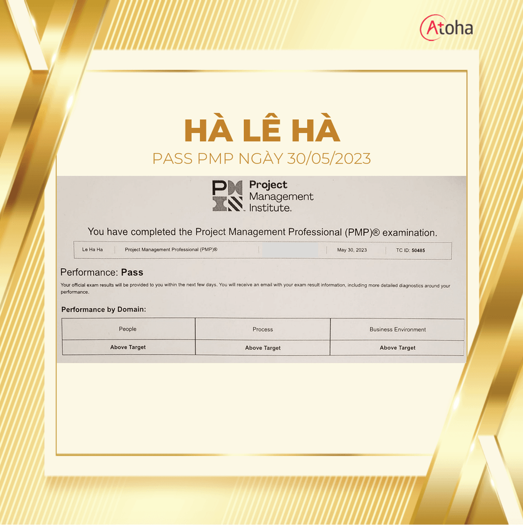 Hà Lê Hà (Steven Ha), PMPONLINEPRO22, pass PMP max score ngày 30/05 – Atoha