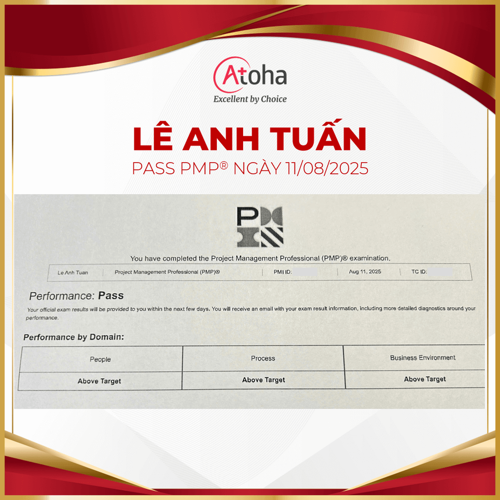 Lê Anh Tuấn, PMPPROHN35, pass PMP ngày 11/08/2025 – Atoha