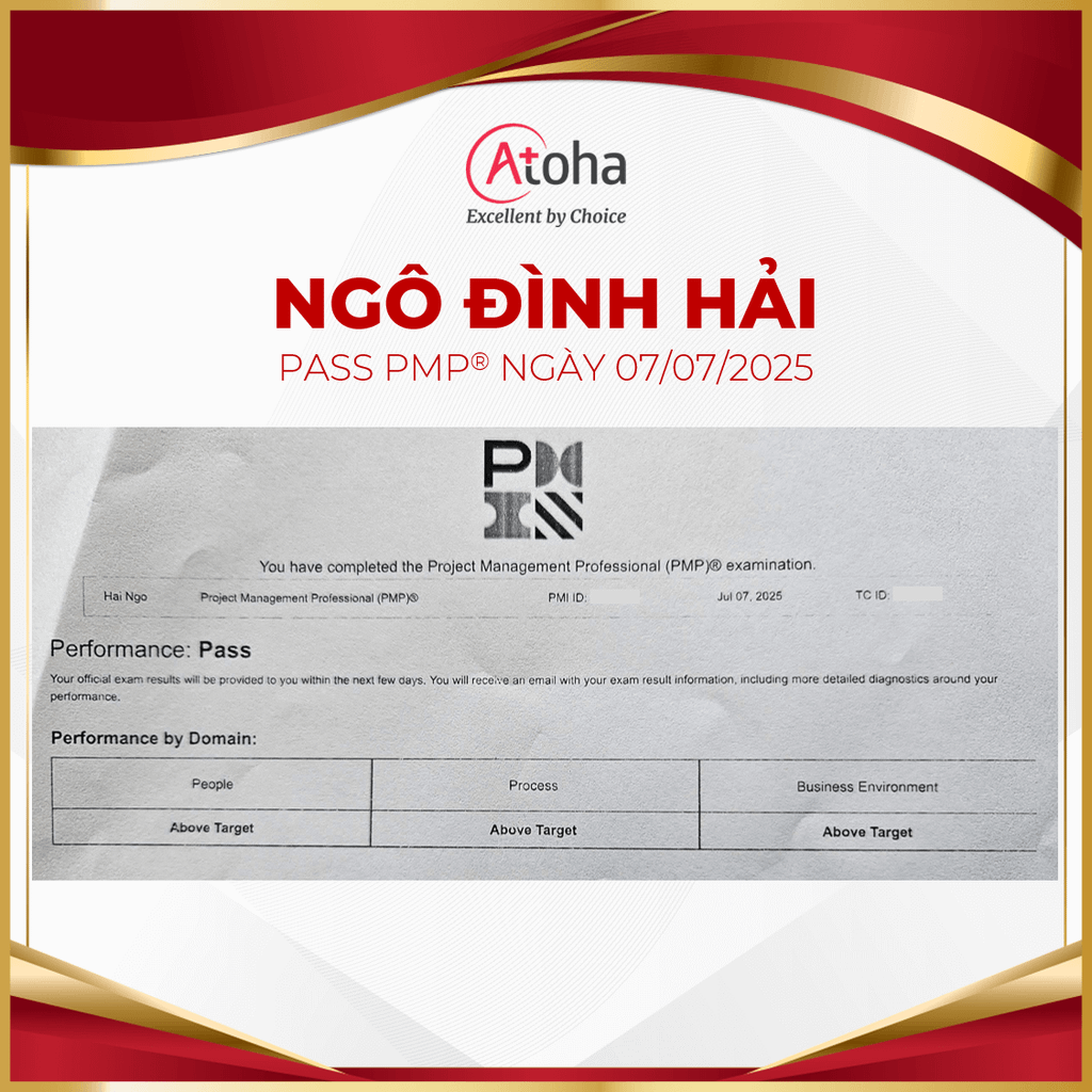 Ngô Đình Hải, PMPPRO52, pass PMP max score ngày 07/07/2025 – Atoha