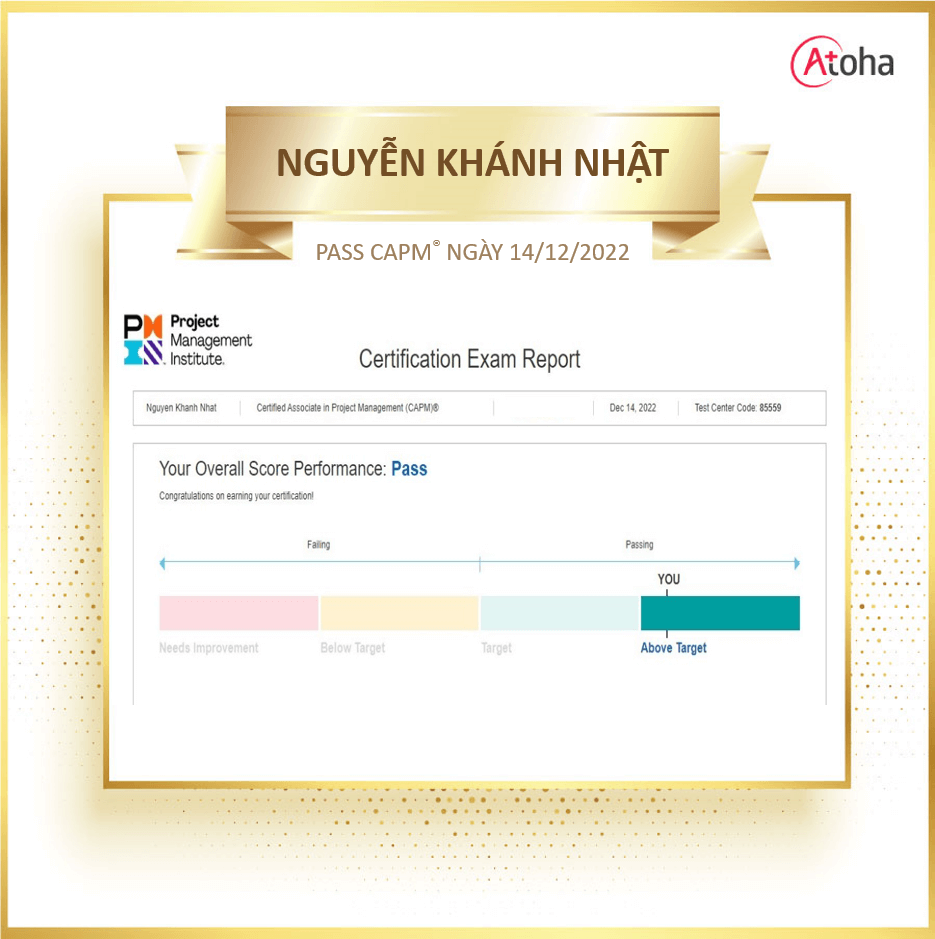 Nguyễn Khánh Nhật, CAPMONLINEPRO3, pass CAPM max score ngày 14/12/2022 ...