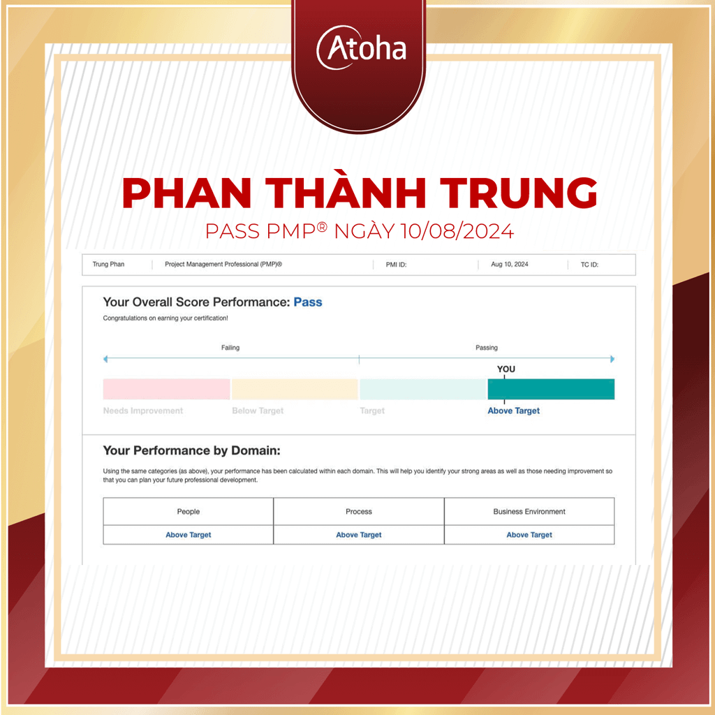 Phan Thành Trung, PMPONLINEPRO36, pass PMP max score ngày 10/08/2024 ...