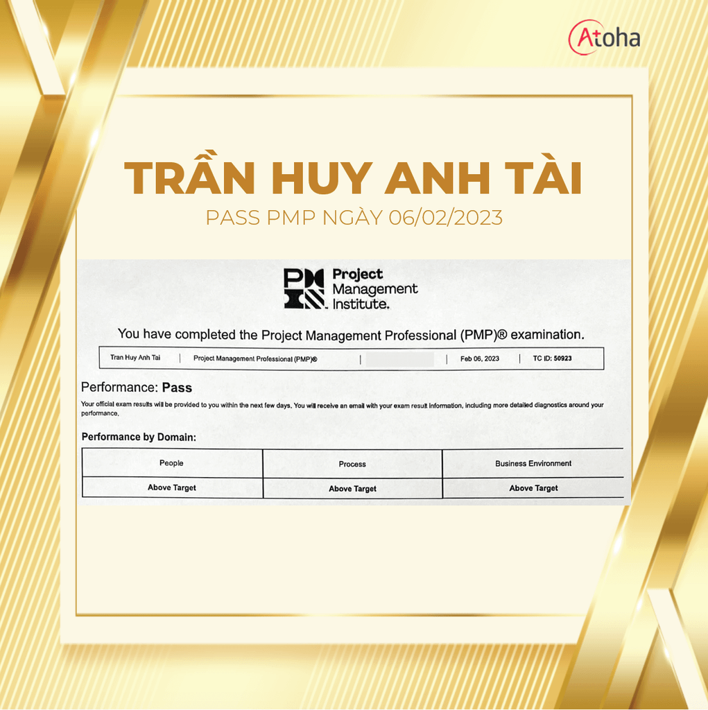 Trần Huy Anh Tài, PMPONLINEPRO24, pass PMP max score ngày 06/02/2023 ...