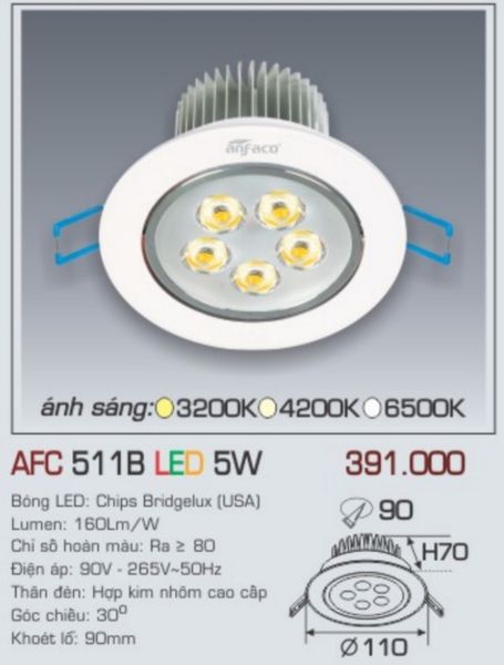 Đèn led âm trần anfaco afc 511b led 5w – ĐÈN TRANG TRÍ ĐẸP, HIỆN ĐẠI ...