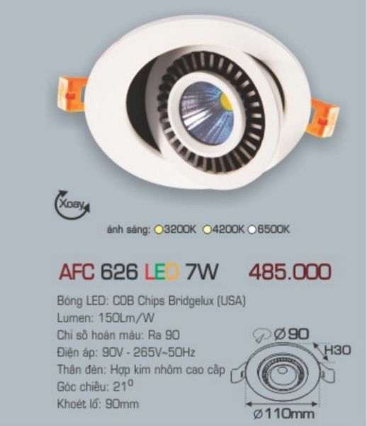 Đèn led âm trần anfaco afc 626 led 7w – ĐÈN TRANG TRÍ ĐẸP, HIỆN ĐẠI ...
