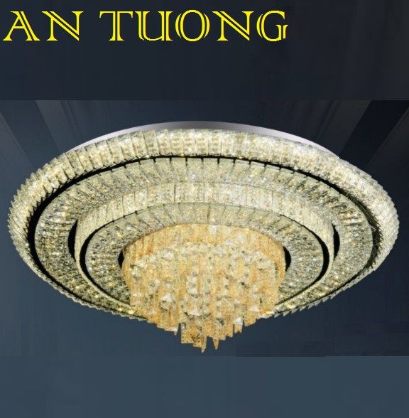 đèn mâm ốp trần pha lê led trang trí phòng khách, nhà phố, biệt thự cổ ...