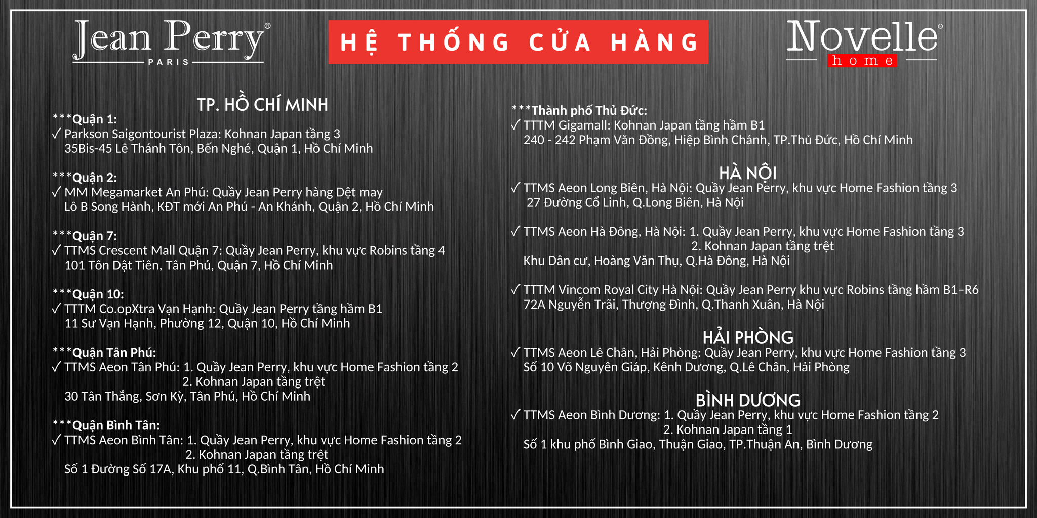 HỆ THỐNG CỬA HÀNG CHÍNH HÃNG JEAN PERRY VIỆT NAM – Jean Perry Việt Nam