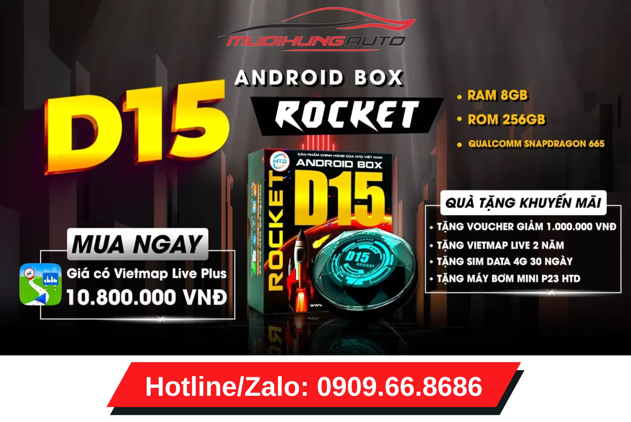 Android Box HTD D15 Rocket - Mười Hùng Auto