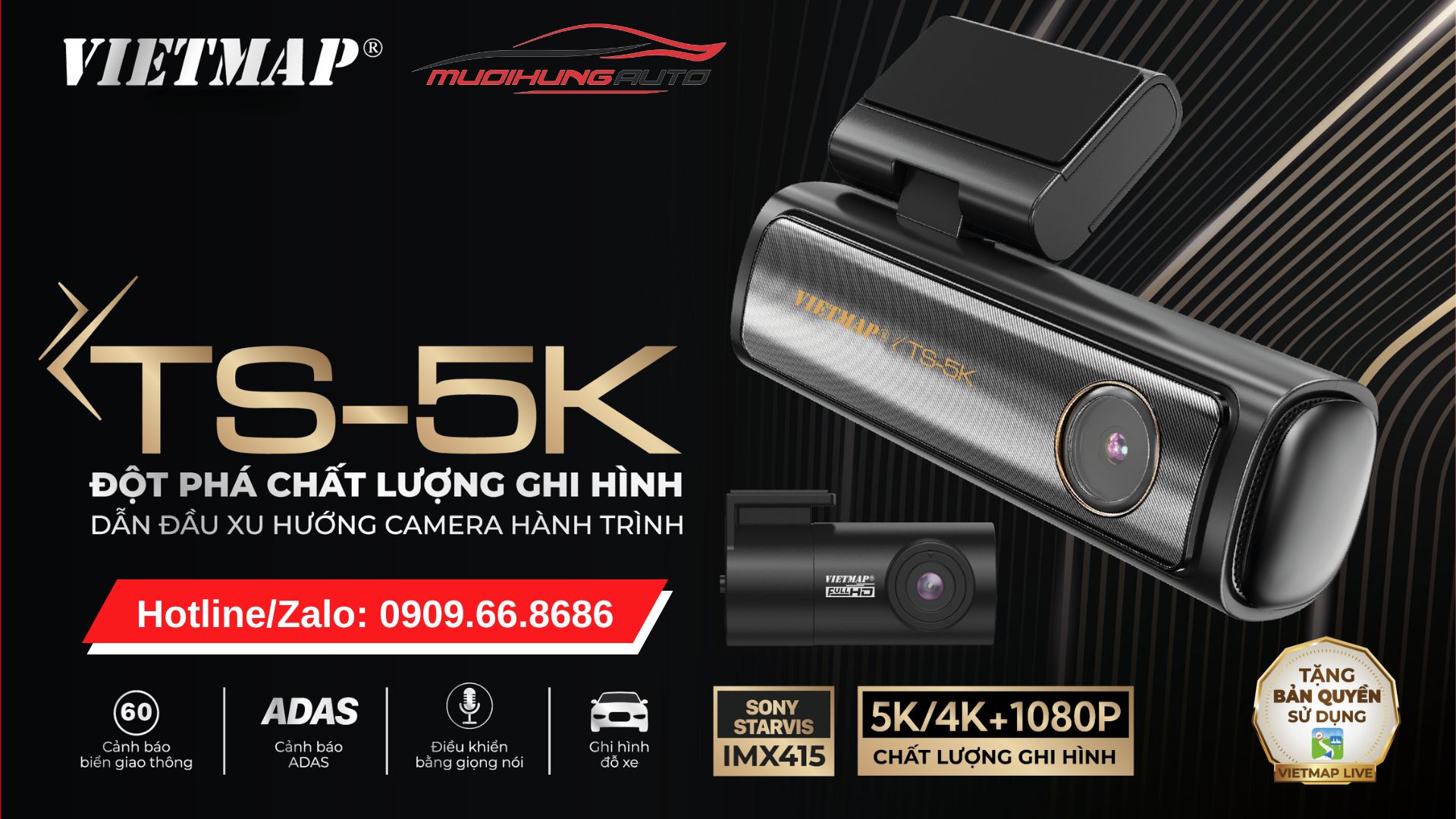 Camera Hành Trình Vietmap TS-5K - Mới Nhất 2024 Sẵn Hàng - Mười Hùng Auto