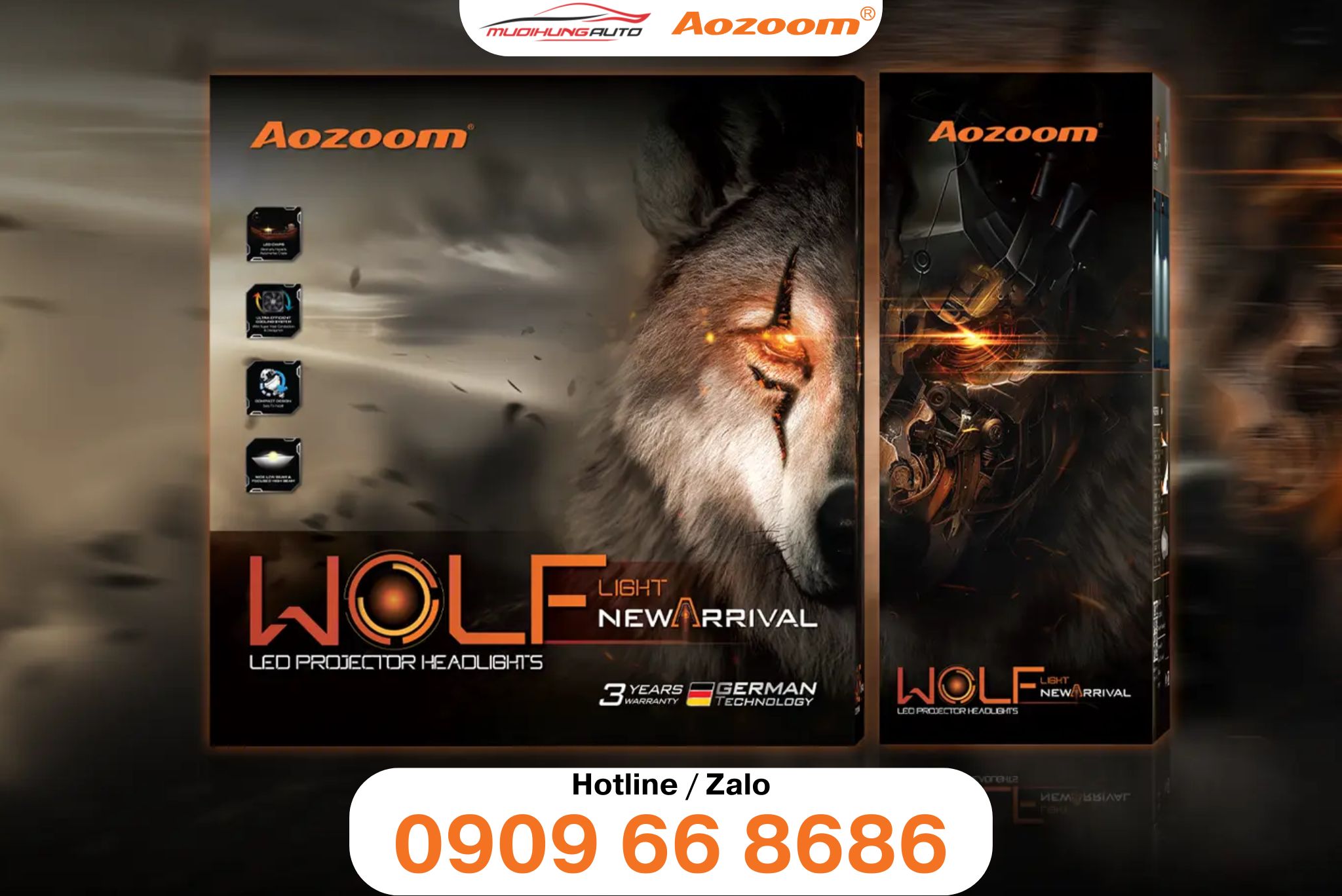 Đèn Bi LED Aozoom MTAZ Wolf New Arrival - Mười Hùng Auto