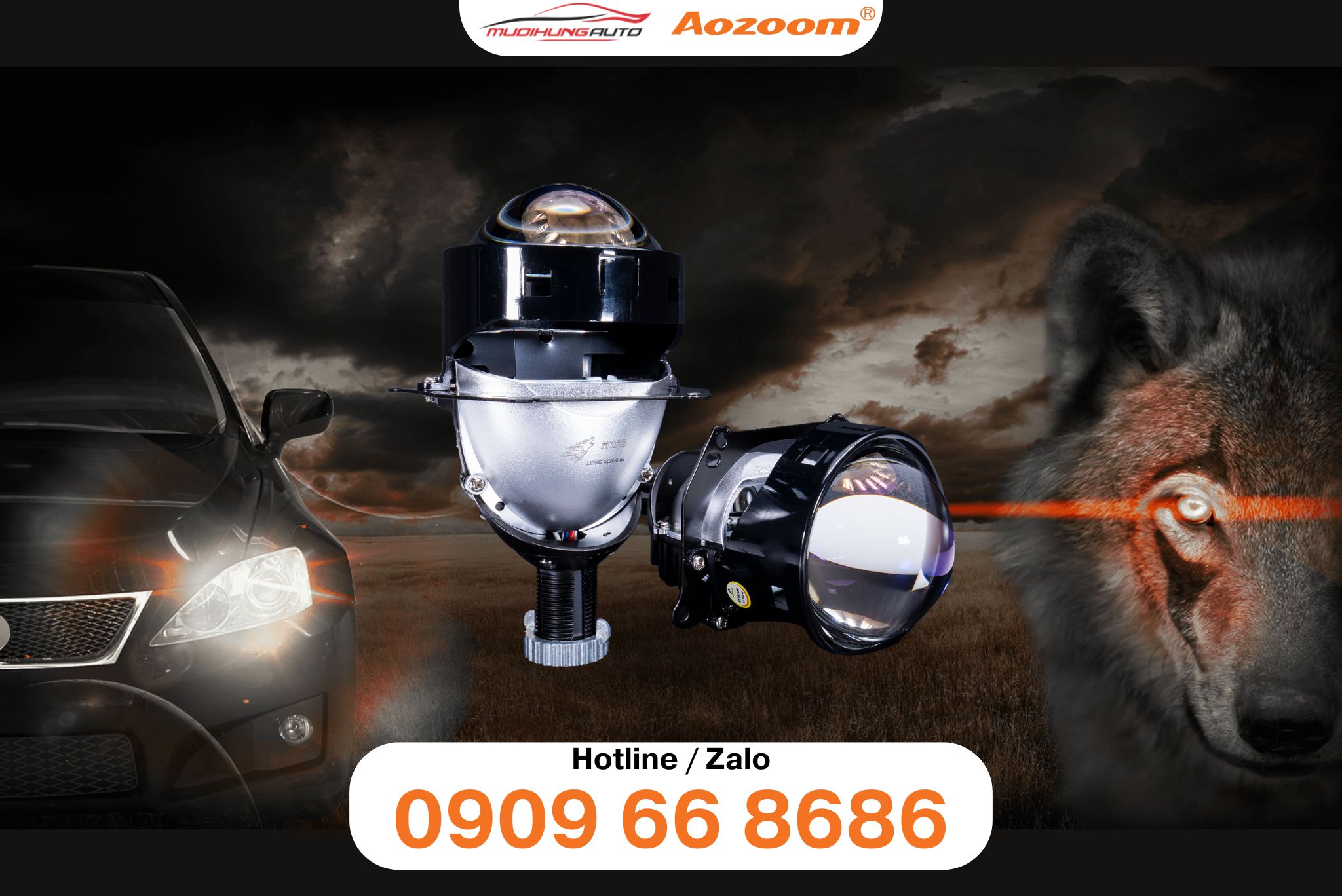 Đèn Bi LED Aozoom MTAZ Wolf - Mười Hùng Auto