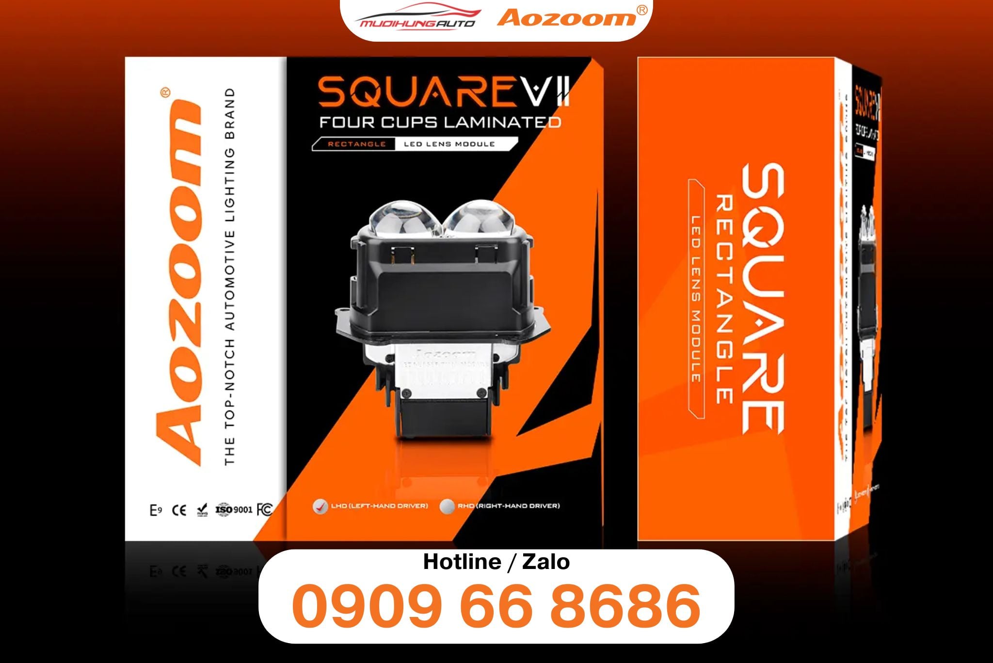 Đèn Bi LED Aozoom SQUARE V2 - Mười Hùng Auto