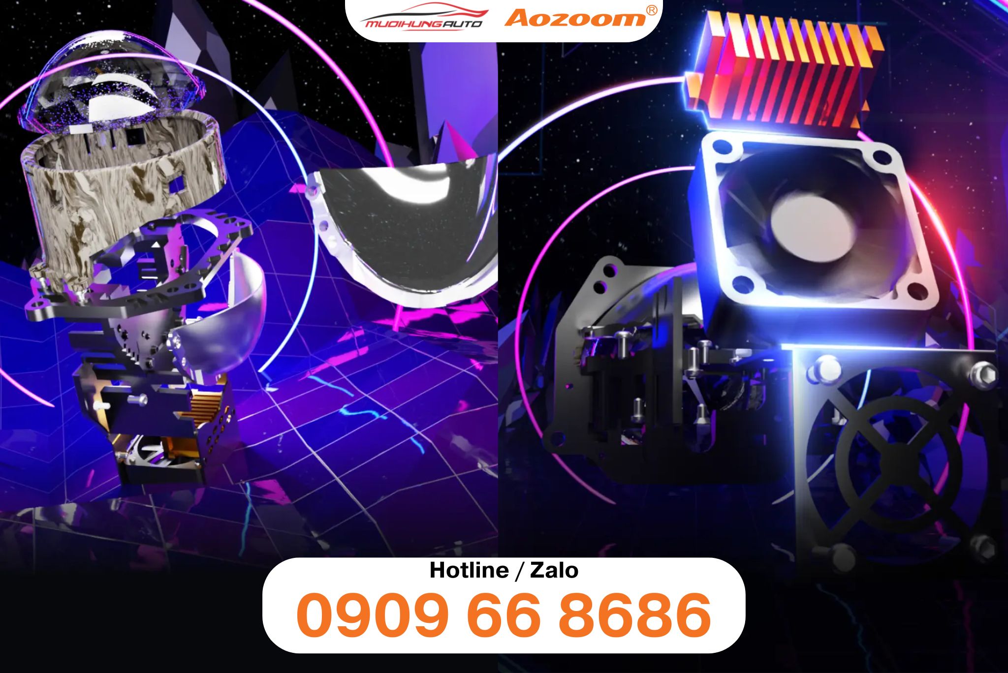 Đèn Bi Laser Aozoom DOMAX Omega New Arrival - Mười Hùng Auto