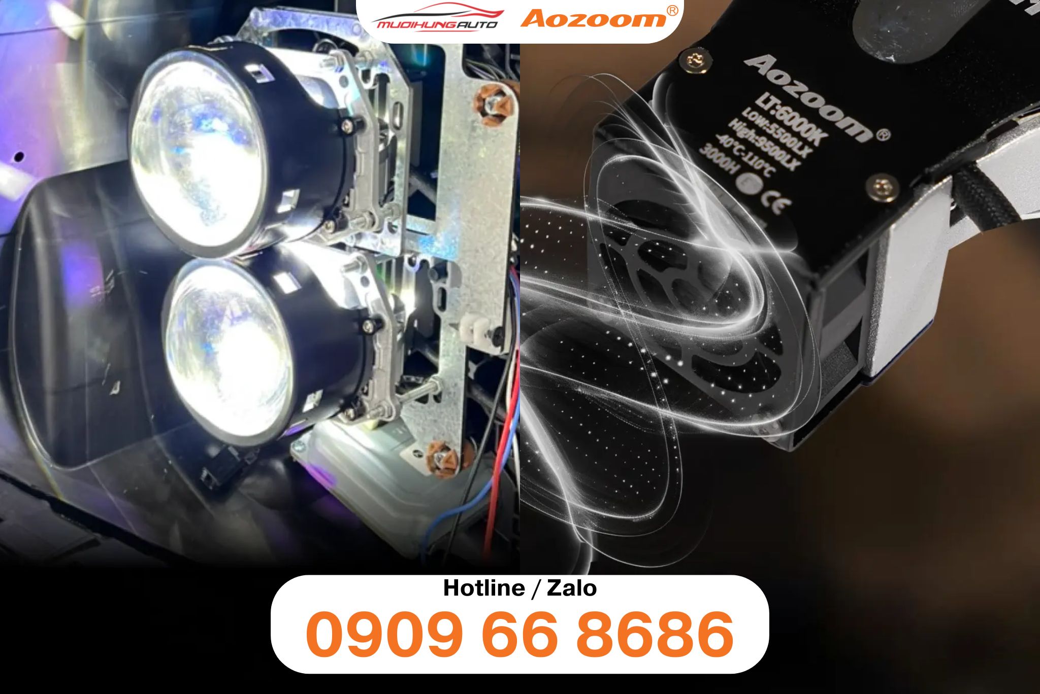 Đèn Bi LED Aozoom MTAZ LEO - Mười Hùng Auto