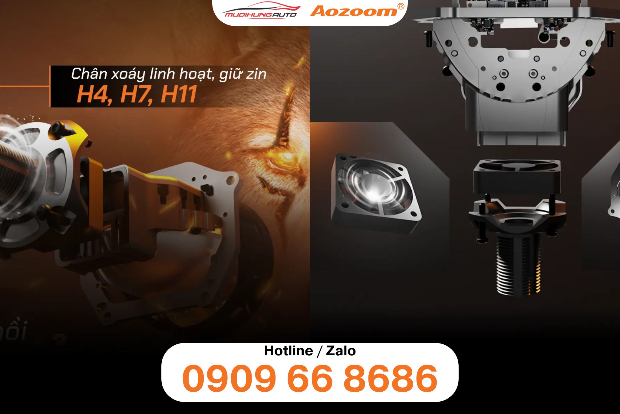 Đèn Bi LED Aozoom MTAZ Wolf New Arrival - Mười Hùng Auto