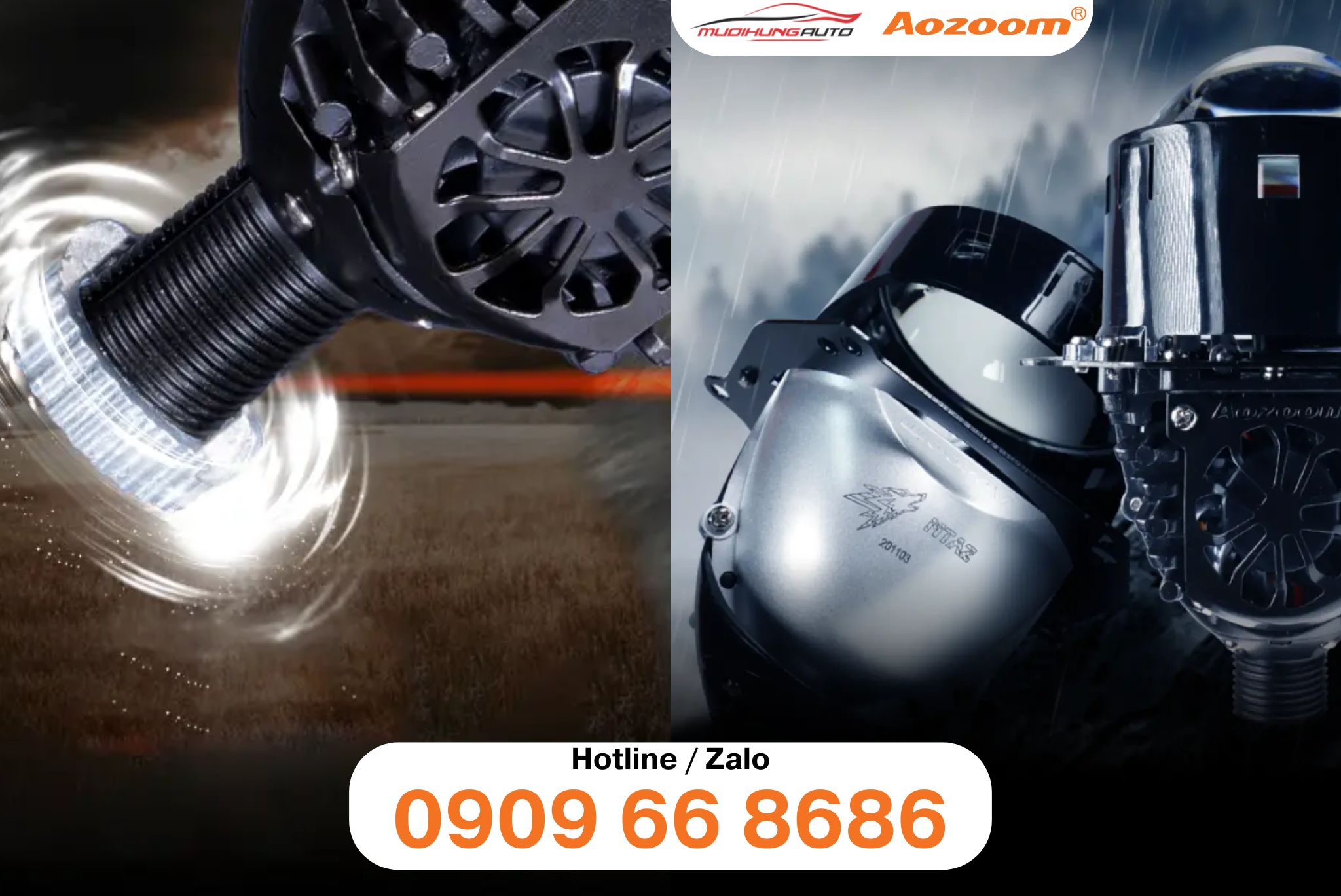 Đèn Bi LED Aozoom MTAZ Wolf - Mười Hùng Auto