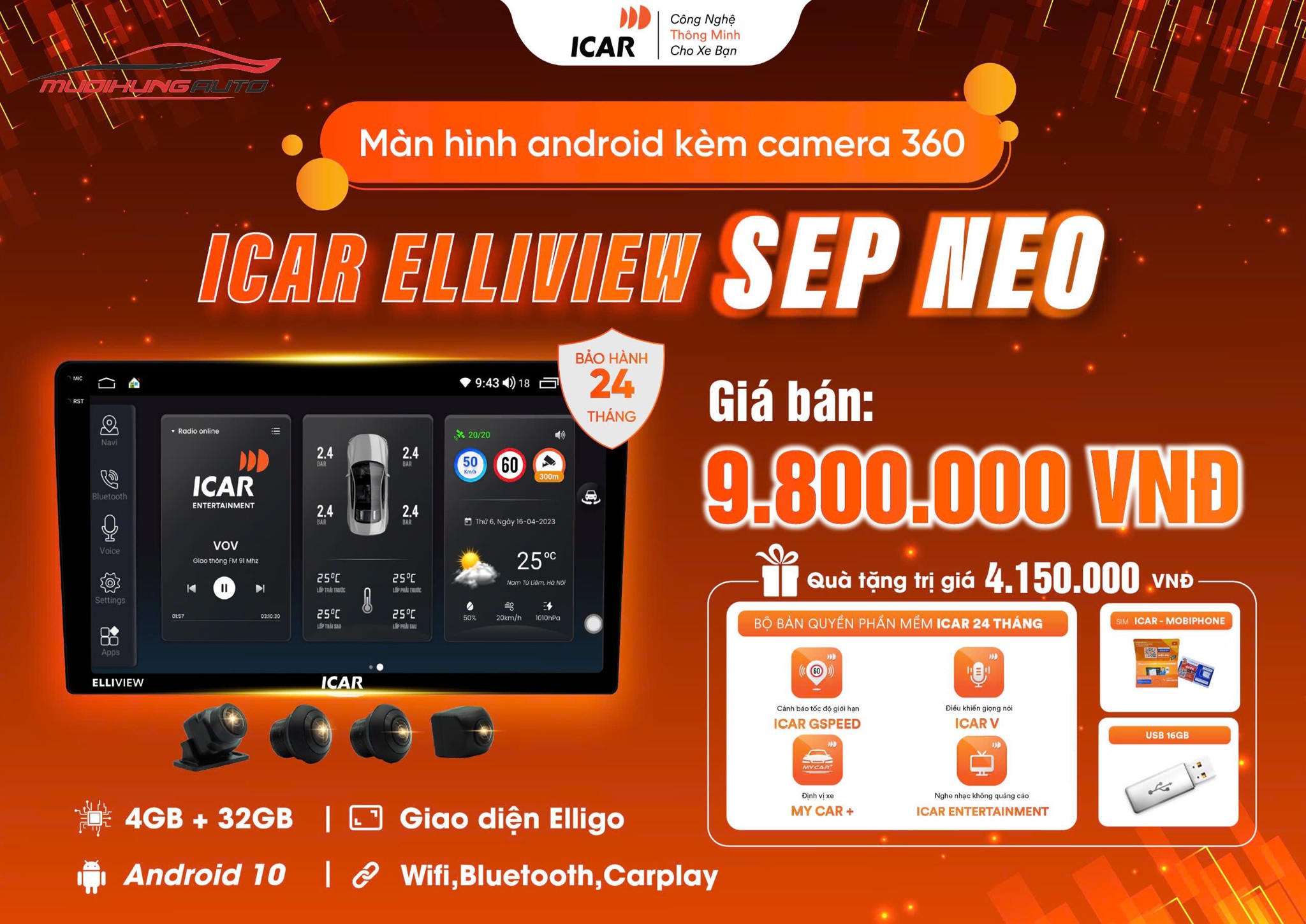Màn Hình Android ICAR Elliview SEP NEO 360 - Mười Hùng Auto