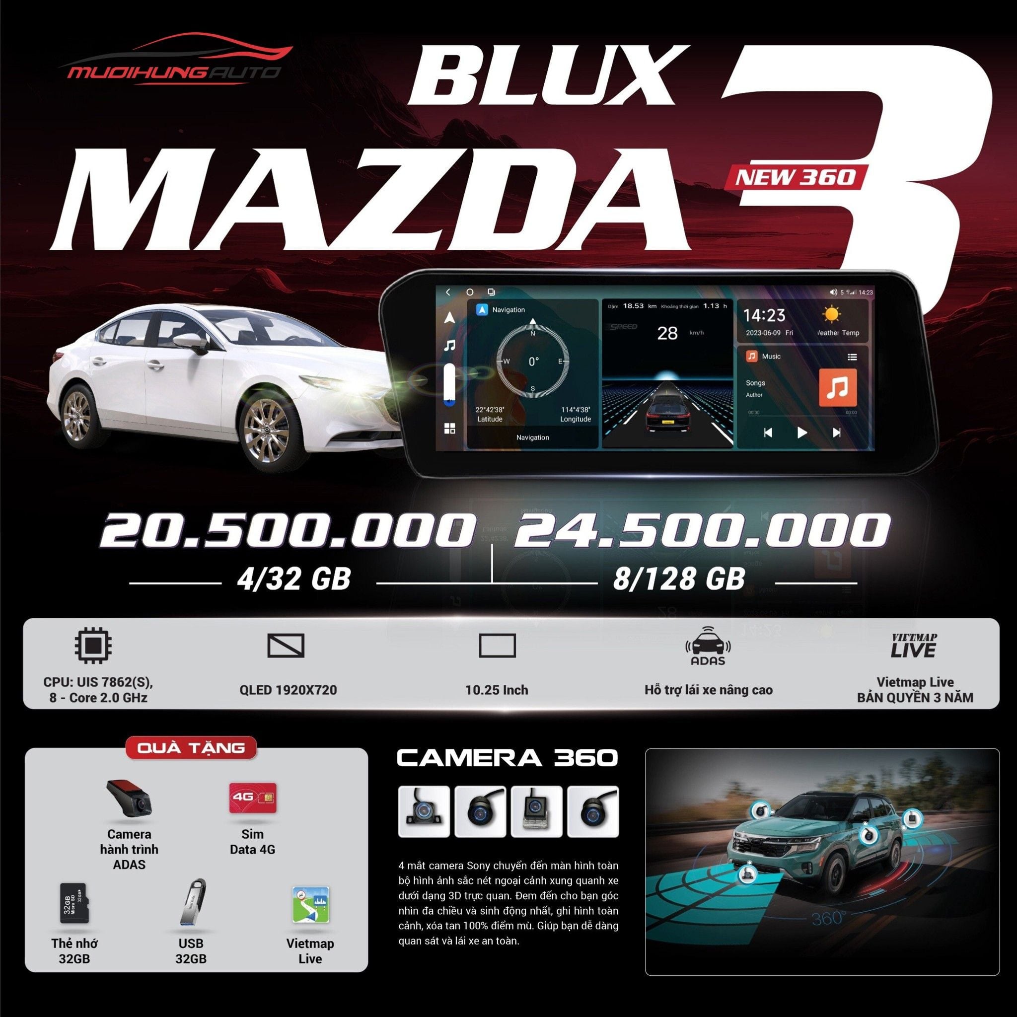 Màn hình Bravigo Blux Mazda 3 New 360 - Mười Hùng Auto