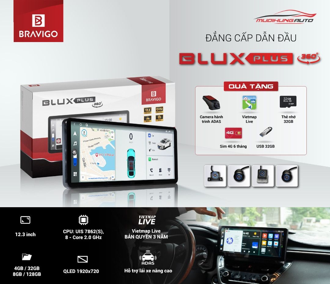 Màn Hình Bravigo Blux Plus 360 - Mười Hùng Auto