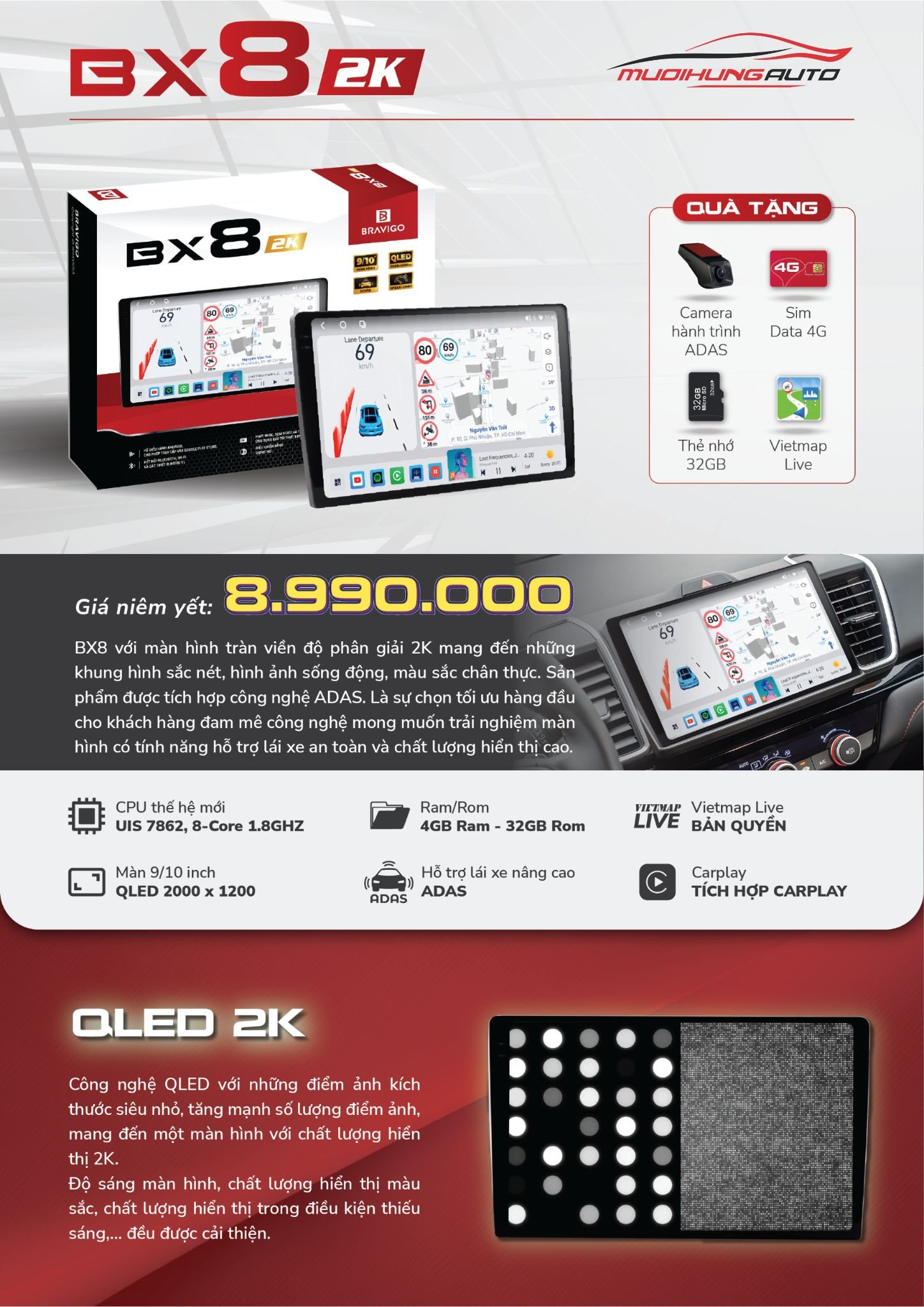 Màn Hình Bravigo BX8 2K - Mười Hùng Auto