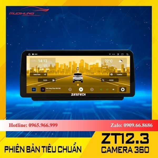 Màn Hình Zestech ZT12.3 Bản Tiêu Chuẩn Cam 360 - Mười Hùng Auto