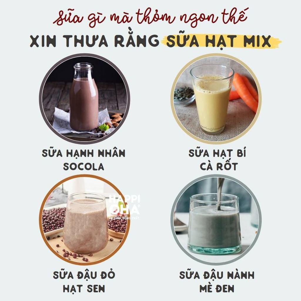 TỔNG HỢP CÔNG THỨC SỮA HẠT MIX THƠM NGON – HAPPI OHA