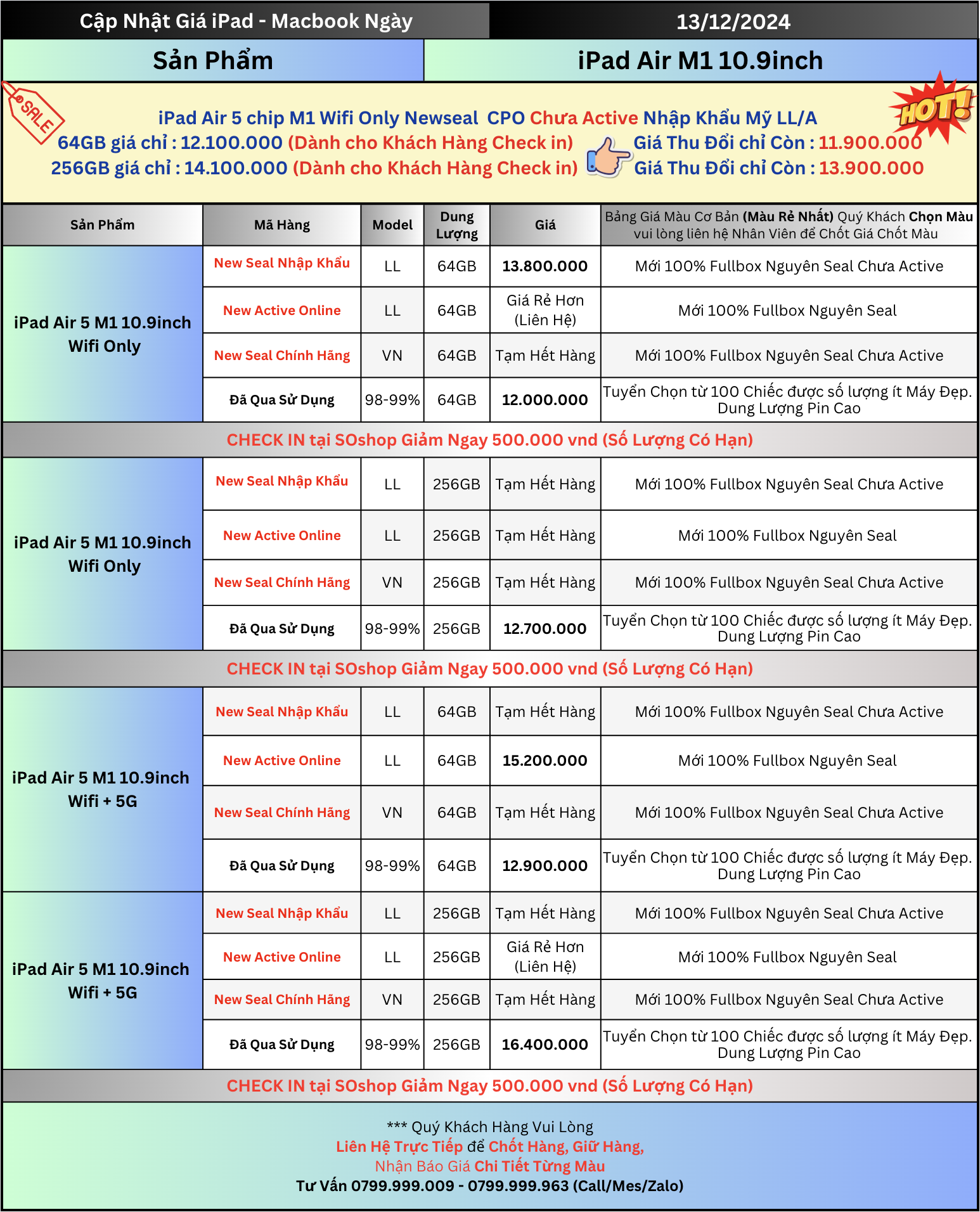 Giá iPad Air 5 – SOshop