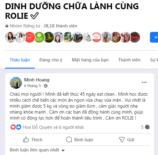 Eat clean giảm 5kg, 6cm eo, người nhẹ nhàng khỏe mạnh – ROLIE Việt Nam