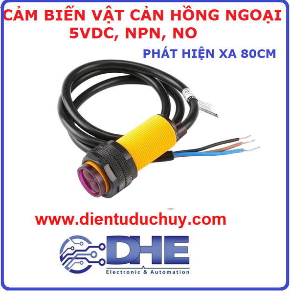 E18-D80NK Cảm biến vật cản hồng ngoại (Phản xạ khuếch tán), 5VDC, NPN ...