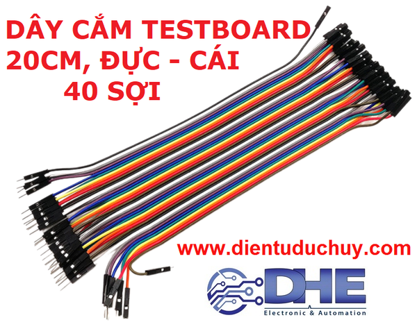 Dây cắm testboard đầu đực - cái, dài 20CM, 40 sợi – LINH KIỆN ĐIỆN TỬ ...
