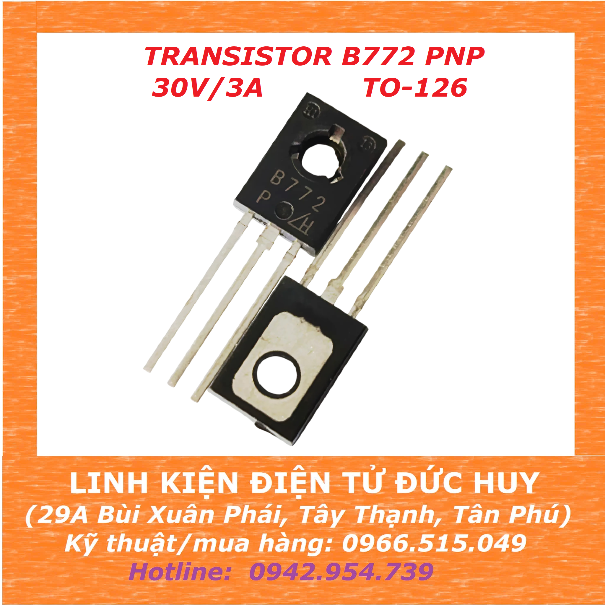 Transistor B772 (PNP), TO-126 – LINH KIỆN ĐIỆN TỬ ĐỨC HUY (29A BÙI XUÂN ...