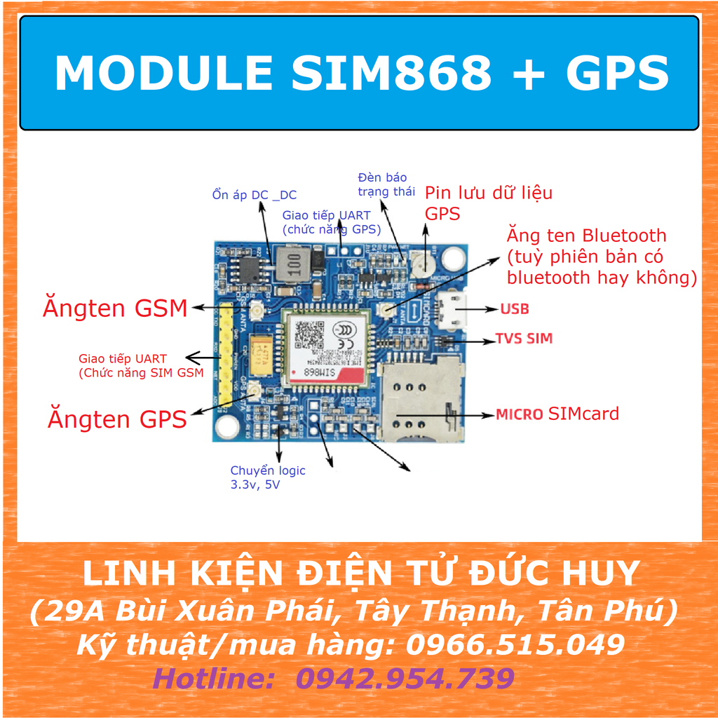 Module SIM868 GSM GPS (có kèm ăngten GPS) – LINH KIỆN ĐIỆN TỬ ĐỨC HUY ...