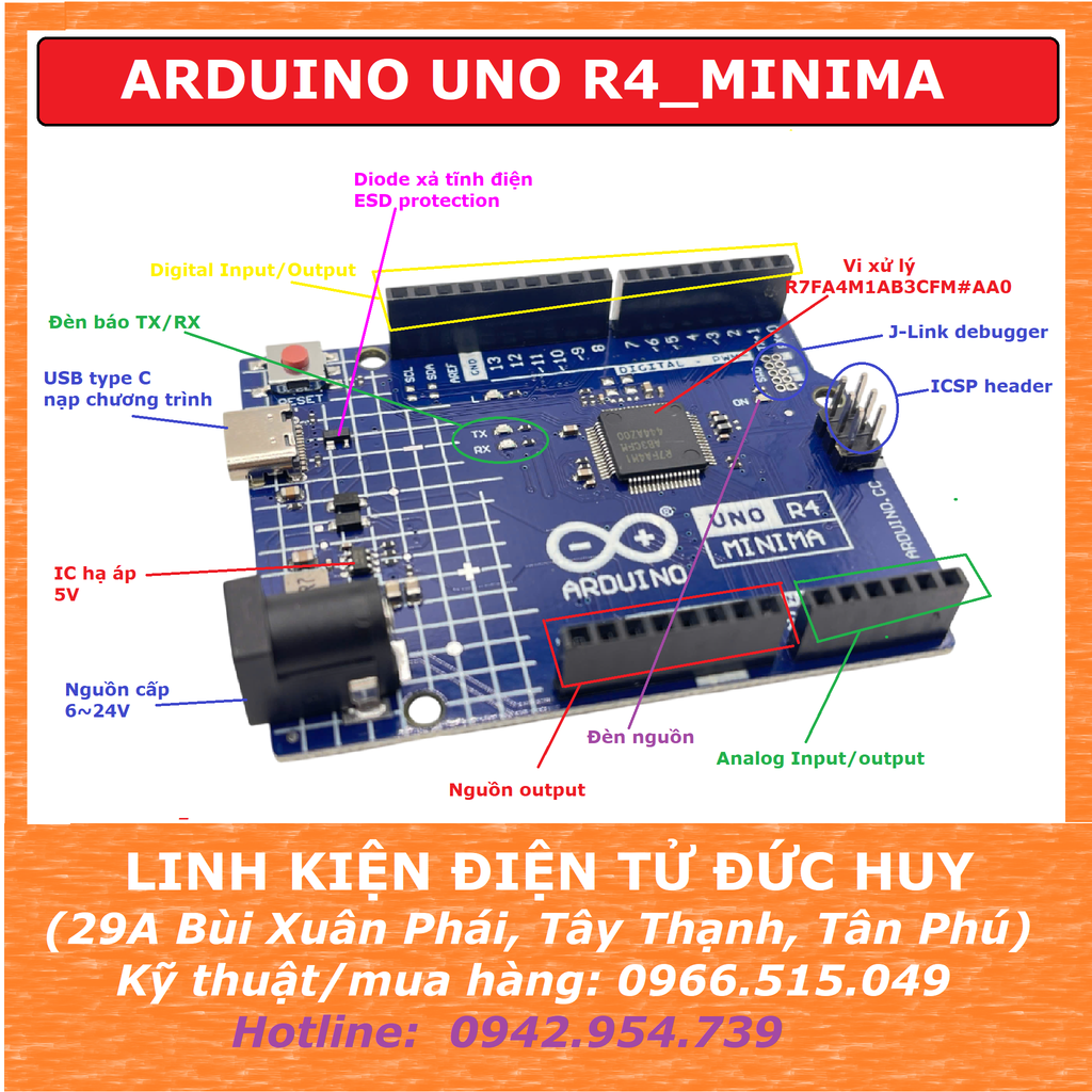 Arduino UNO R4 Minima – LINH KIỆN ĐIỆN TỬ ĐỨC HUY (29A BÙI XUÂN PHÁI)