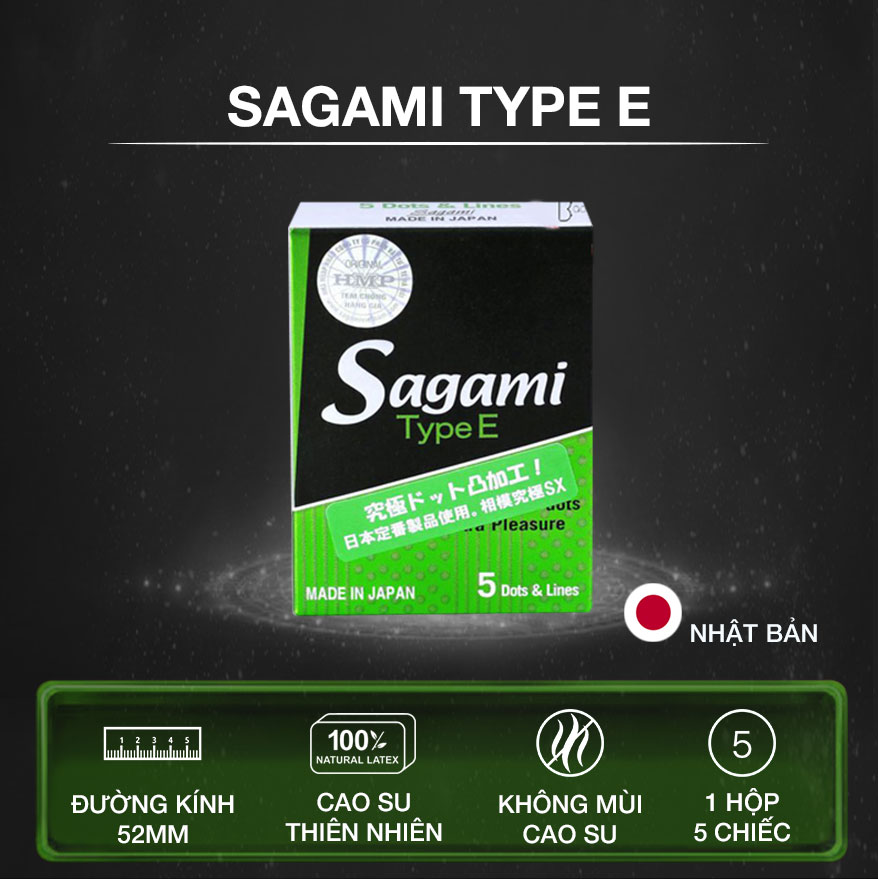 Bao cao su gân và gai Sagami Type E hộp 5 chiếc – Gunshop