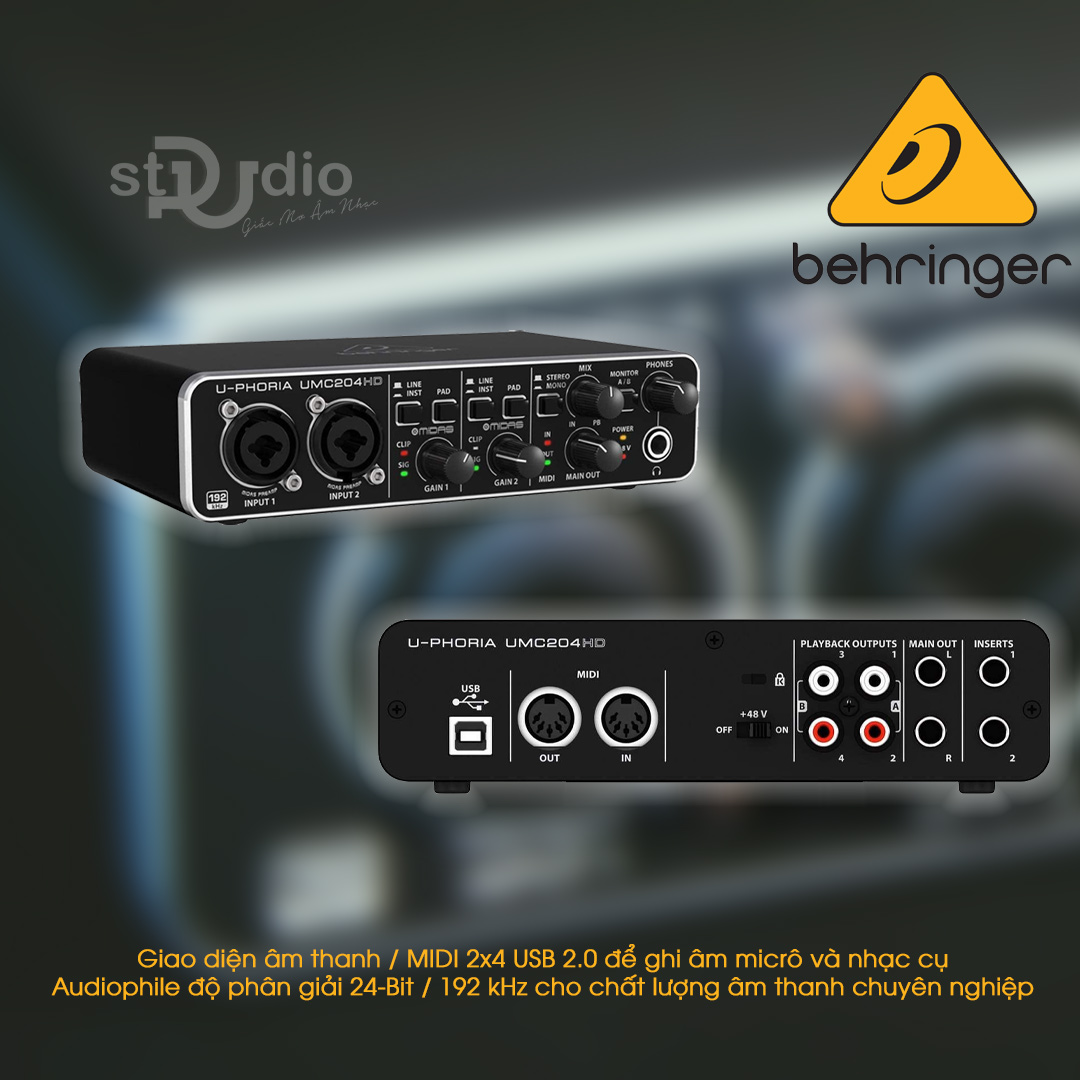 Sound Card Behringer UMC204HD - Sound card thu âm - Pustudio.vn