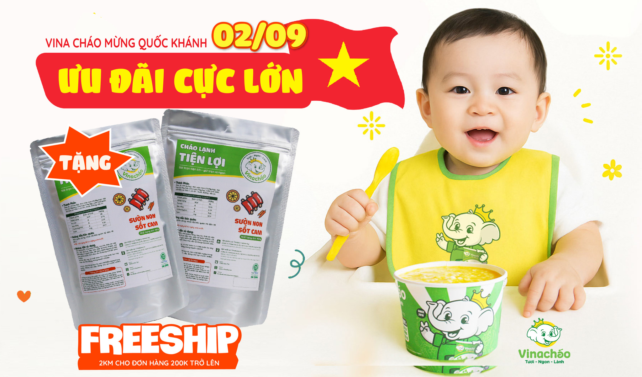 VINACHAO – ƯU ĐÃI SIÊU HẤP DẪN MỪNG QUỐC KHÁNH 2/9 – Cháo dinh dưỡng ...